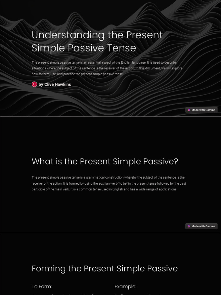 Understanding-the-Present-Simple-Passive-Tense | PDF | Verb ...