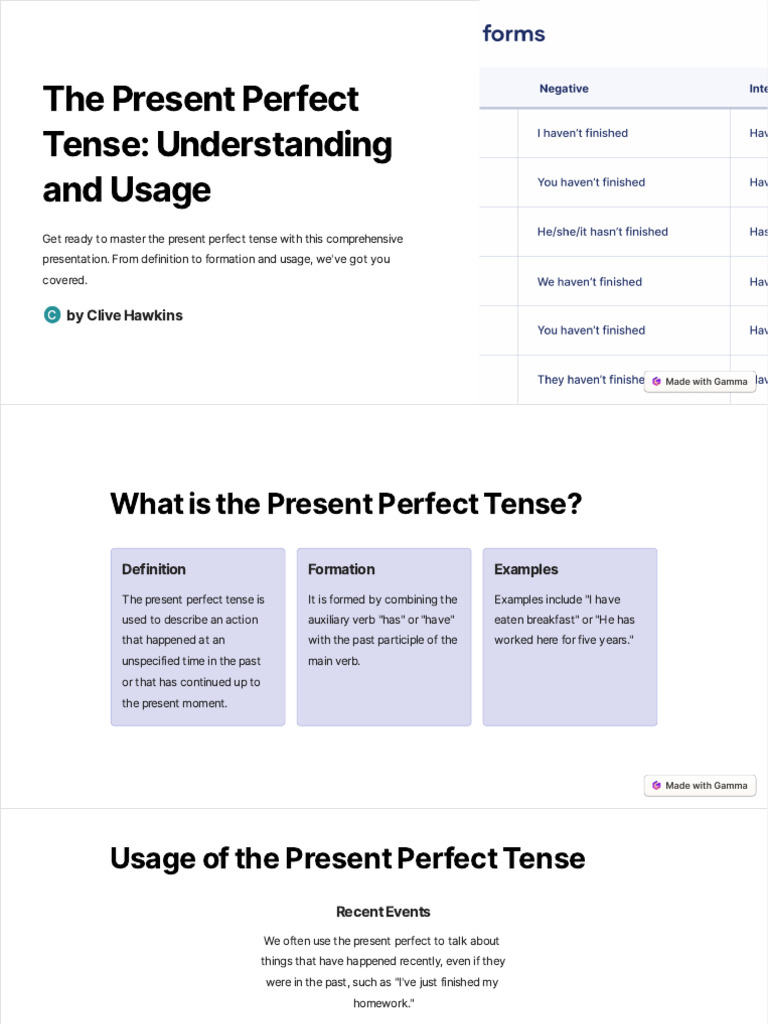 Mastering Present Perfect Tense | PDF | Perfect (Grammar) | Grammatical ...