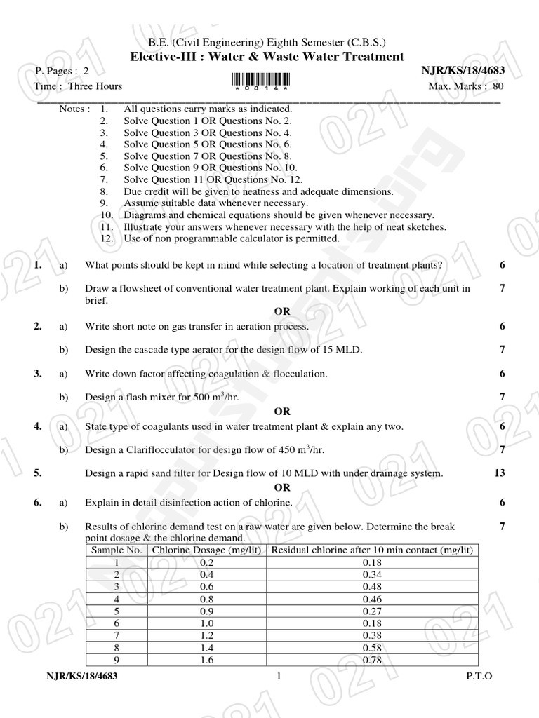 Elective-III - Water - Waste Water Treatment s18 | PDF | Waste Treatment Technology | Water ...