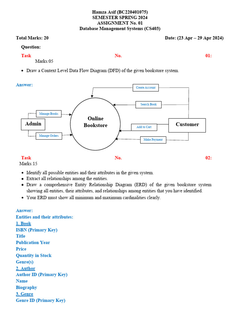 CS403 - 1 - Assignment 1 (23-Apr - 29-Apr) - Answer | PDF | Data Management | Data