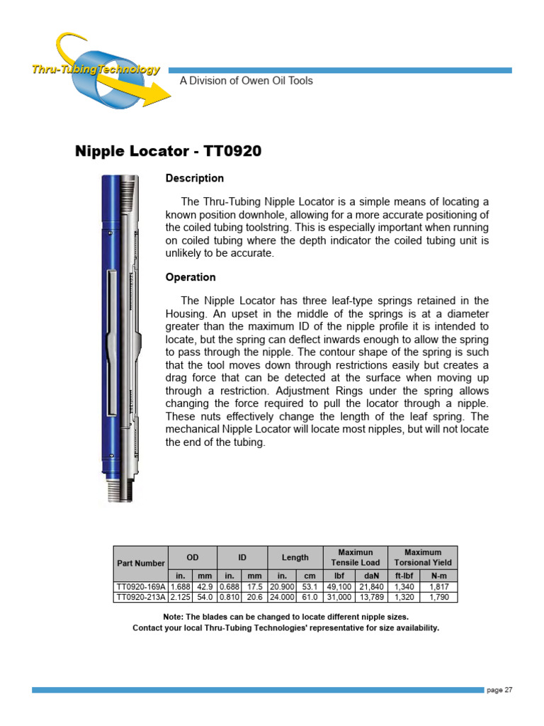 TT0920 Nipple Locator | PDF | Pipe (Fluid Conveyance) | Mechanical ...