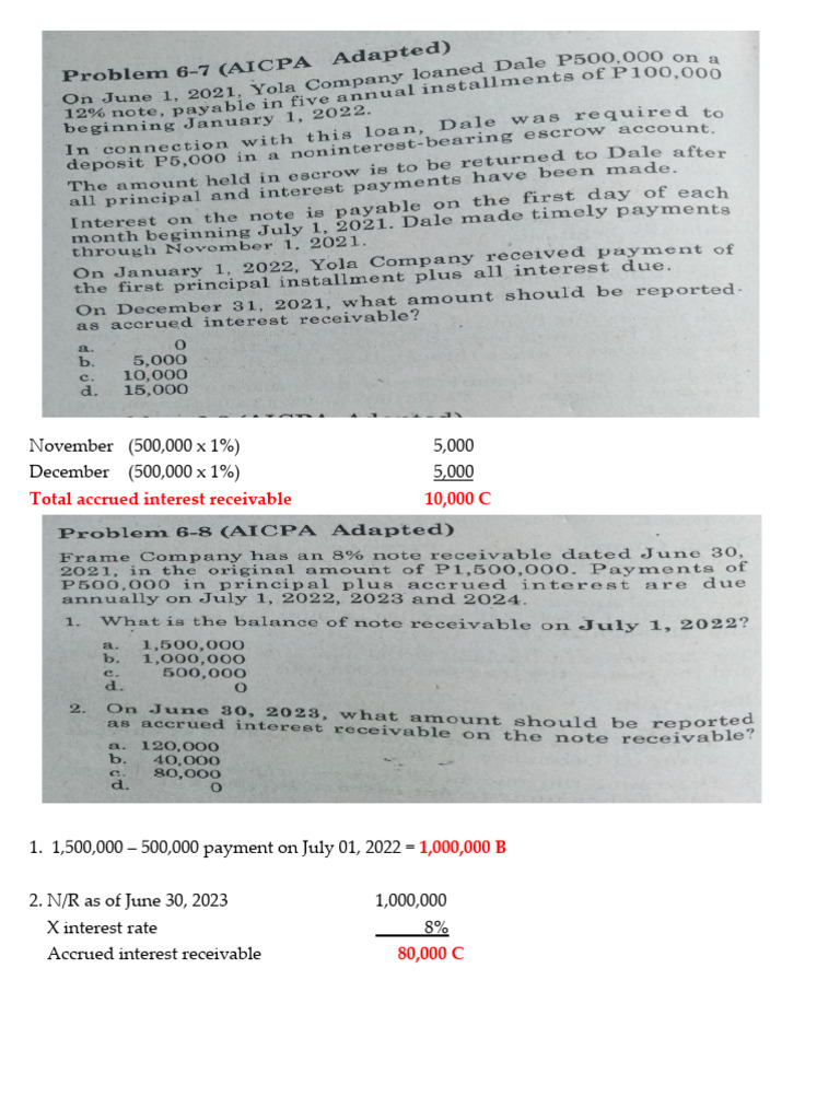 IA 1 _ Chapter 6 Notes Receivable Problems Part 2 | PDF | Interest ...