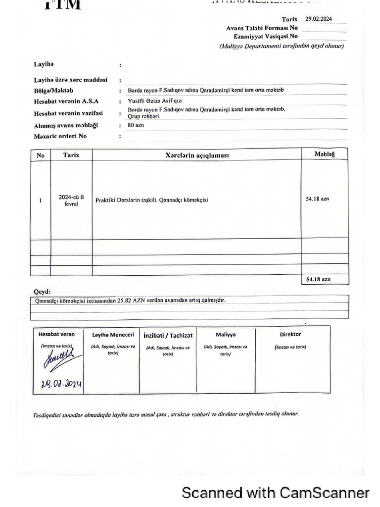 Fevral Hesabat | PDF