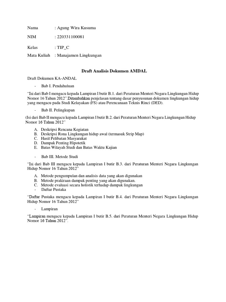 Draft Analisis AMDAL | PDF | Hukum | Sains & Matematika