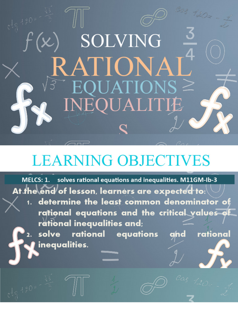Solving Rational Equations Inequalities | PDF | Equations | Rational Number