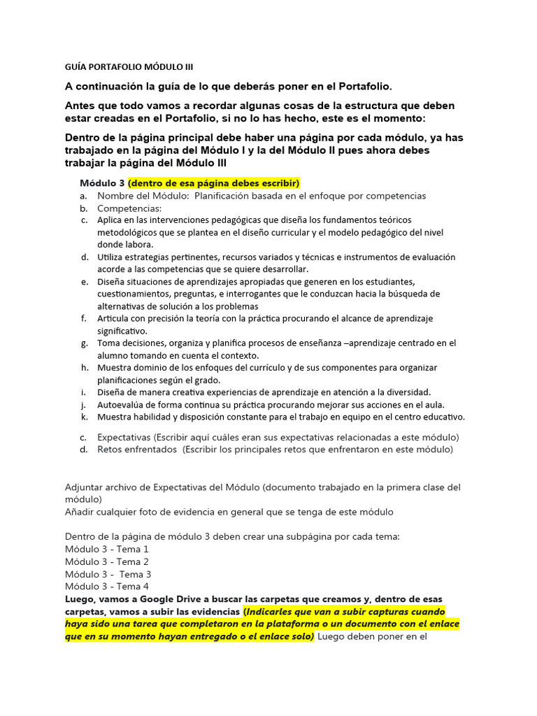 Guia Portafolio Módulo III | PDF | Plan de estudios | Ciencia cognitiva