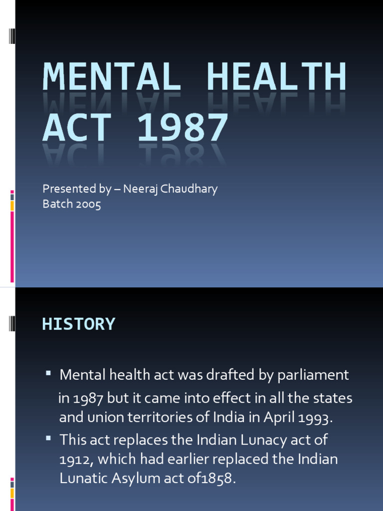 Mental health Act 1987 | PDF | Psychiatry | Psychiatric Hospital