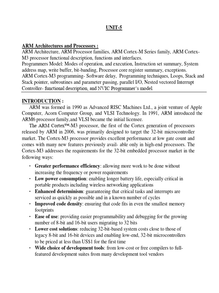 Unit 5 Notes | PDF | Central Processing Unit | Microcontroller Unit 5 Notes | PDF | Central Processing Unit | Microcontroller