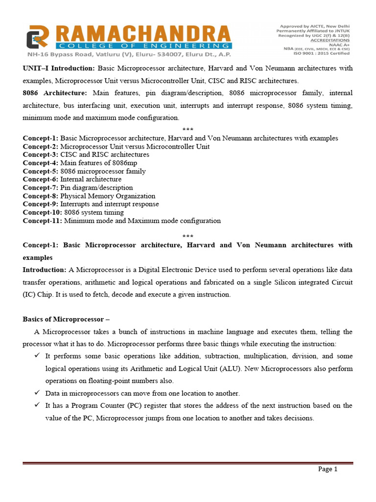 MPMC Unit 1 | PDF | Central Processing Unit | Computer Data Storage