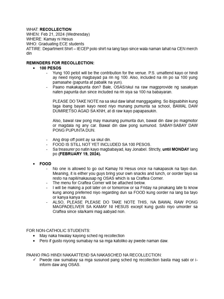 Recollection Exit Conference Tree Planting | PDF