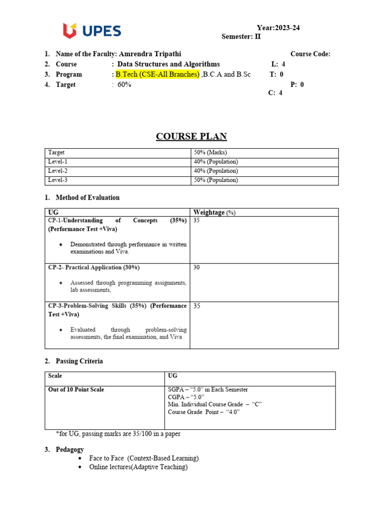 Course Plan (Theory) -Data Structures &Algorithms | PDF | Algorithms ... Course Plan (Theory) -Data Structures &Algorithms | PDF | Algorithms ...