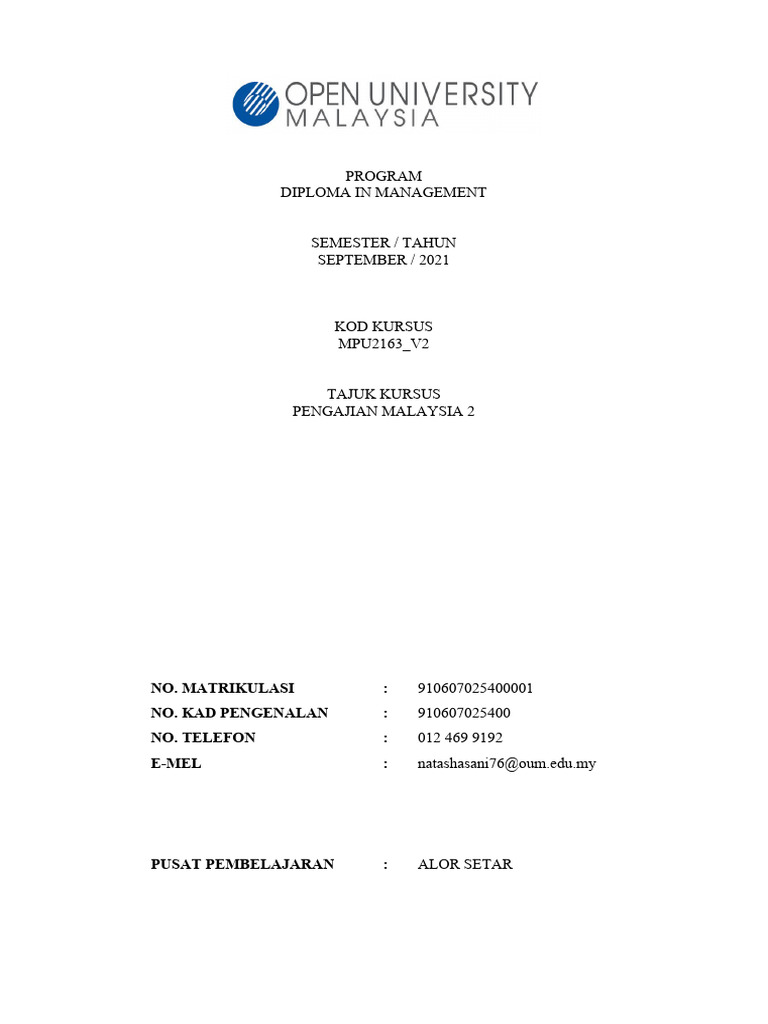 ASSIGNMENT TEMPLATE_ENG & BM_SEPT21 | PDF