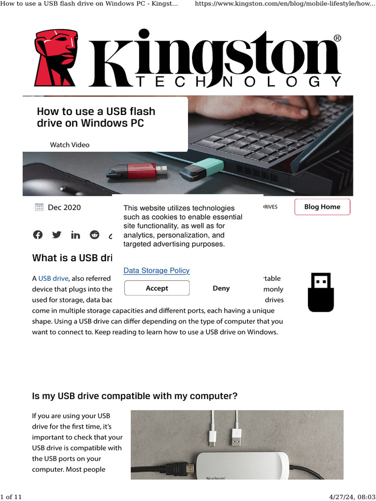 How to Use a USB Flash Drive on PC | PDF | Usb Flash Drive | Solid ...