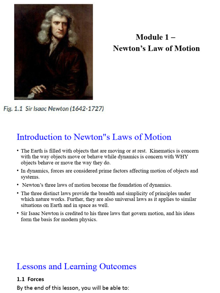 Module 1. Newton's Law of Motion v.2 | PDF | Force | Classical Mechanics