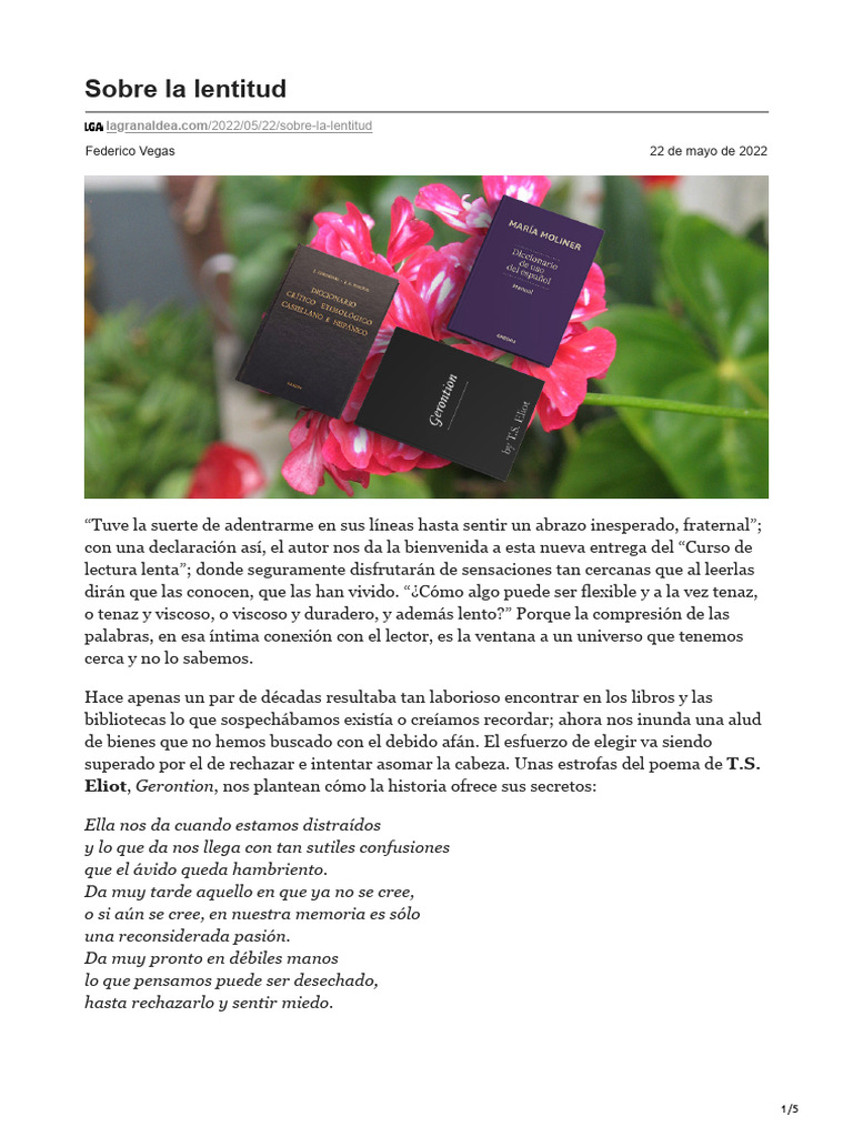 Reflexiones sobre la lentitud | PDF