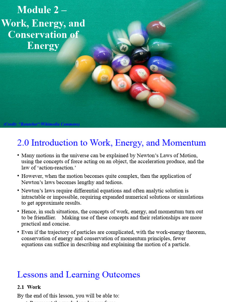 Work, Energy, and Momentum Concepts | PDF | Force | Potential Energy