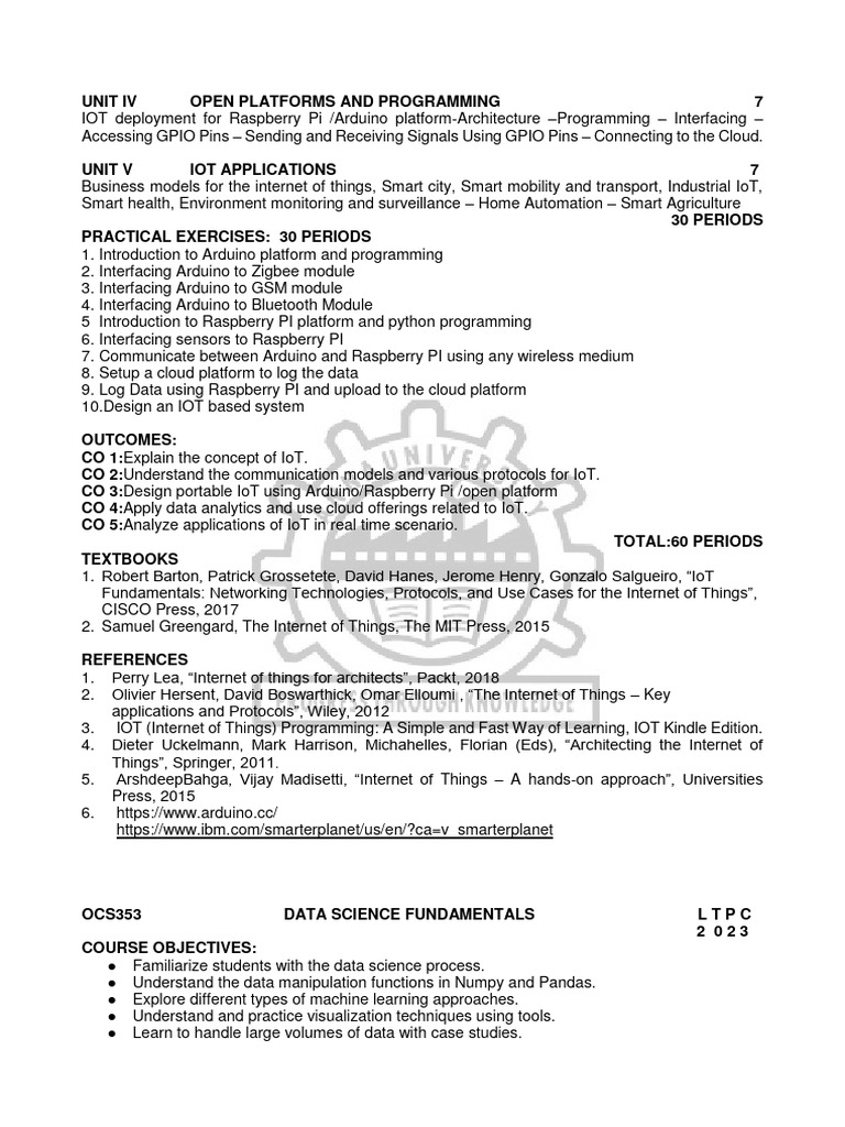 Data Science Fundamentals Syllabus | Download Free PDF | Internet Of ...