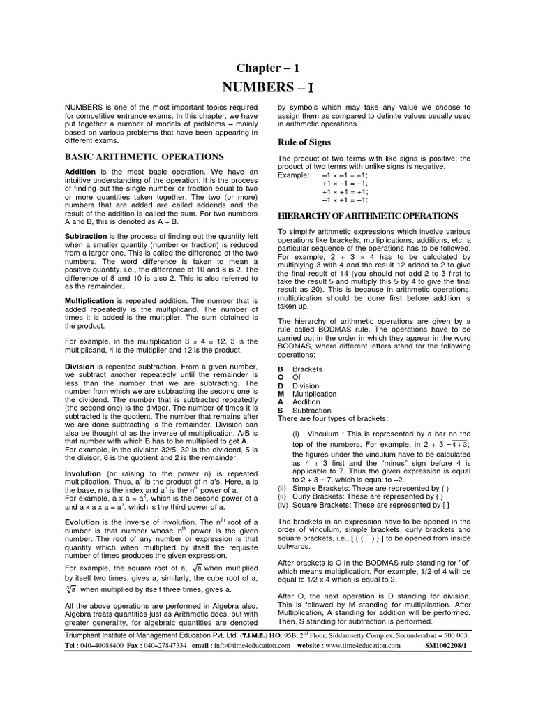 Chapter 1 Numbers I | PDF | Numbers | Decimal