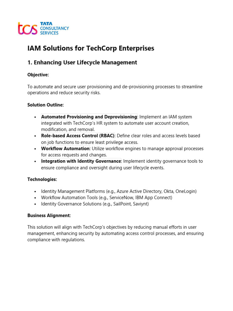 IAM Solution For TechCorp Enterprises | PDF | Computer Security | Security