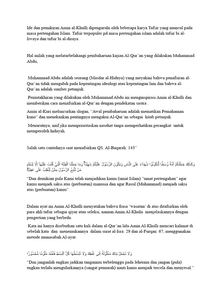 Contoh Amin Al-Khulli | PDF