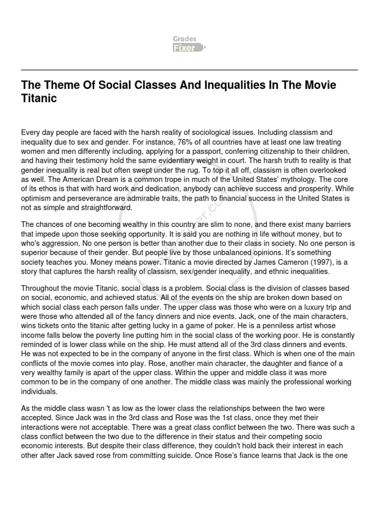 Socialism in Titanic | PDF | Social Stratification | Social Inequality