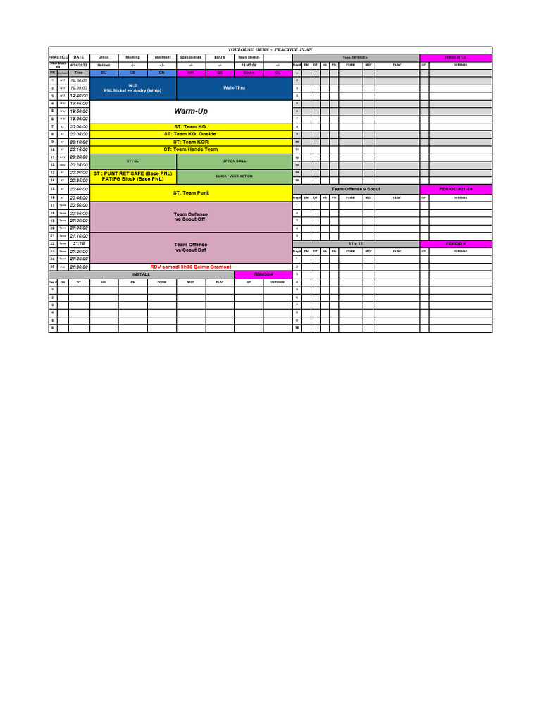 Toulouse Ours Practice Schedule 2023 | PDF | American Football | Team ...