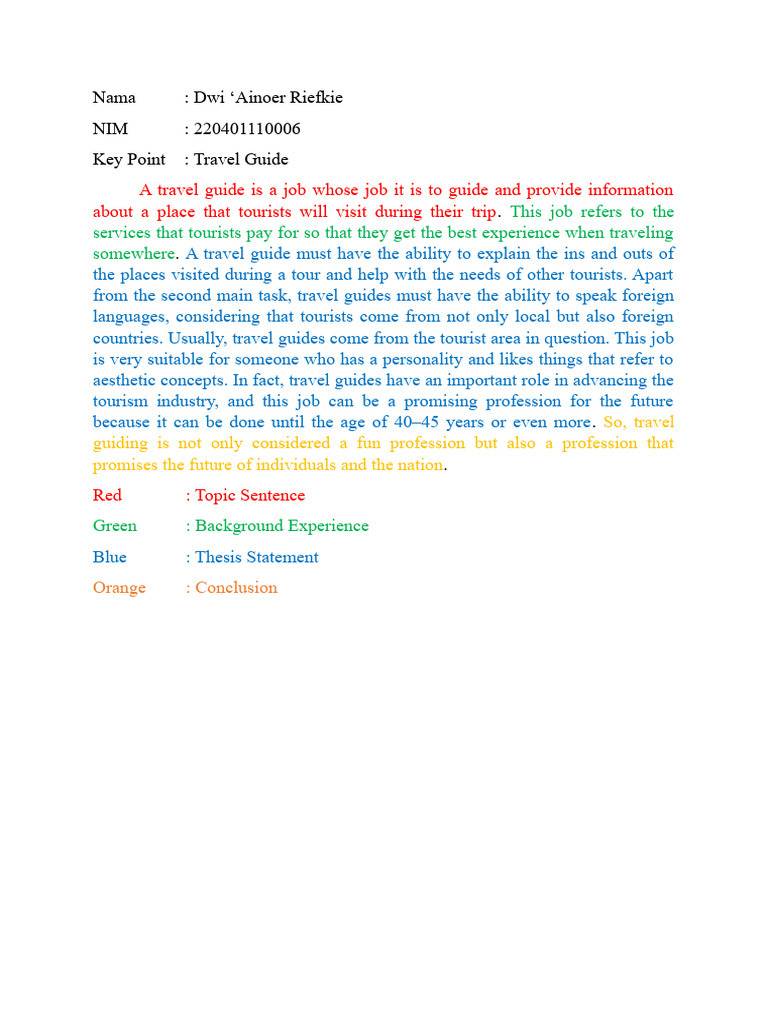 Travel Guide Career Overview | PDF | Career & Growth