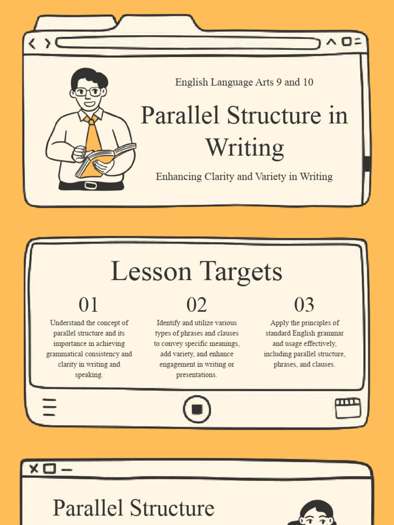 Parallel Structure in Writing Education Presentation in a Cream and ...