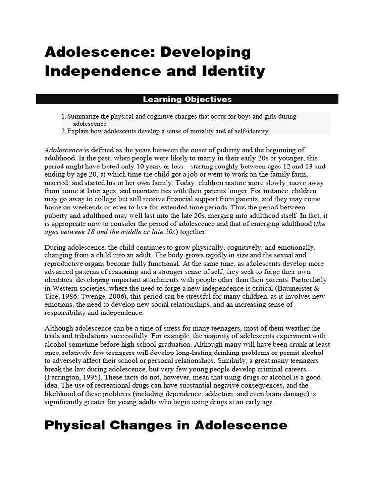 text | PDF | Adolescence | Identity (Social Science)
