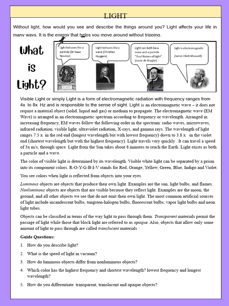 Understanding Light and Its Properties | PDF | Light | Electromagnetic ...