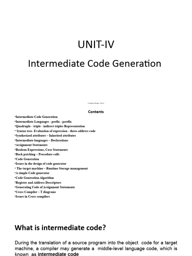 Intermediate Code Generation Guide | PDF | Data Type | Compiler