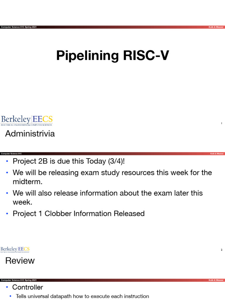 Lec14 Pipeline Riscv - Key | PDF | Central Processing Unit | Computer Science