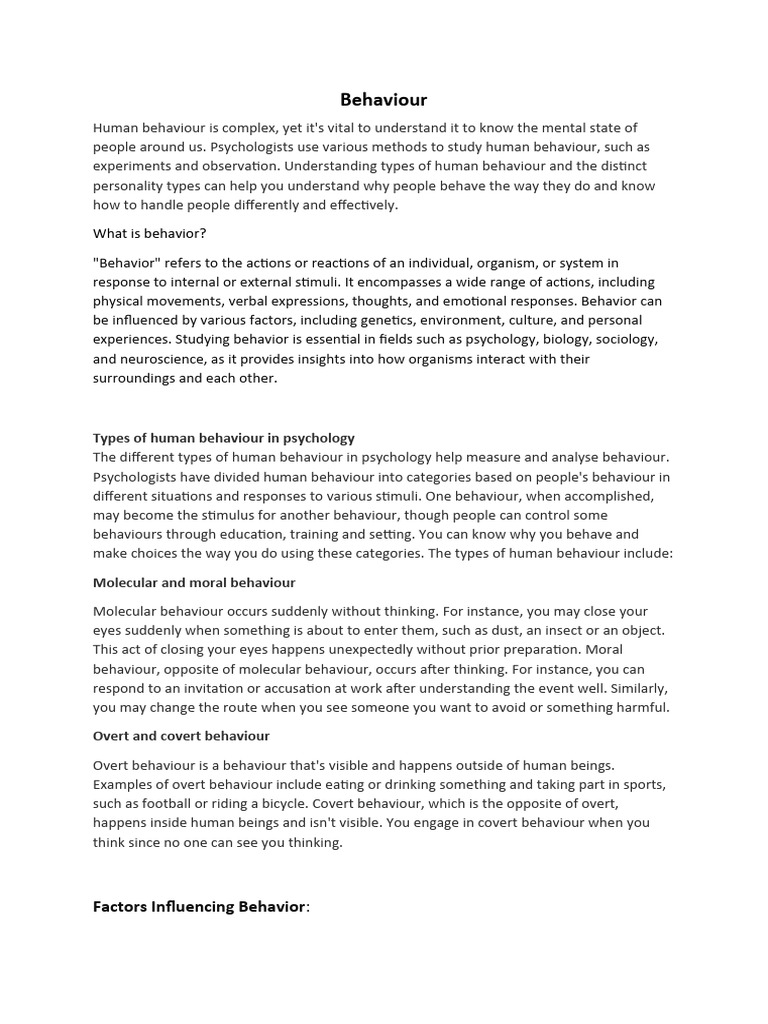 Behavior | Download Free PDF | Behavior | Behaviorism