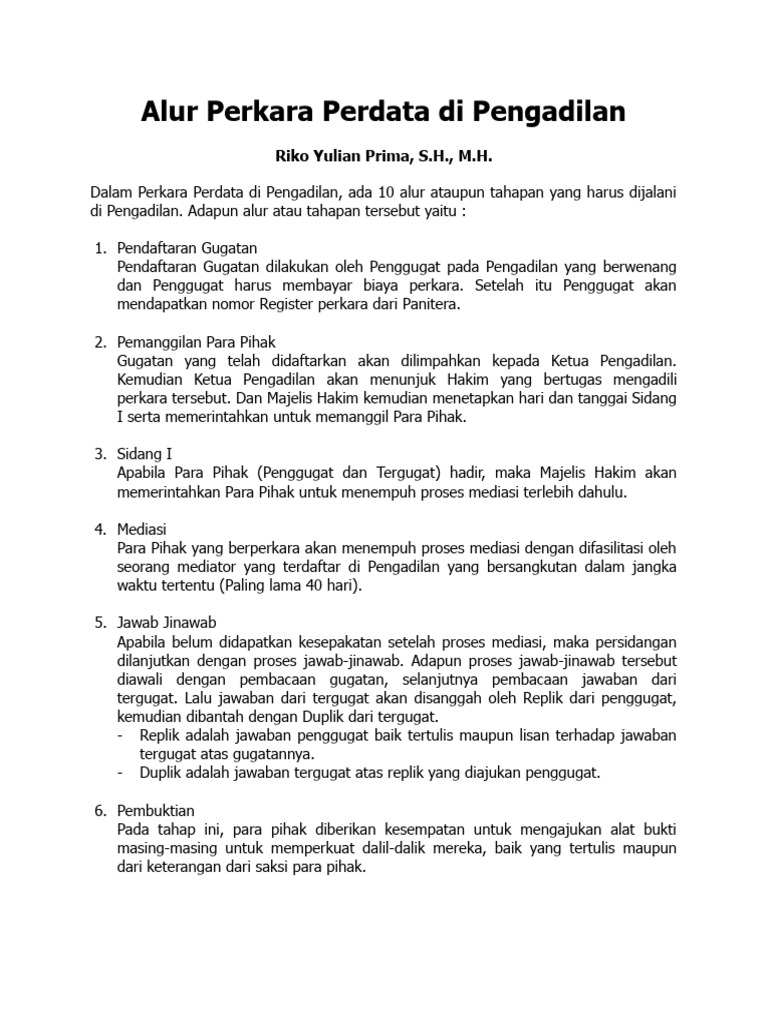 Alur Persidangan Perkara Perdata | PDF | Hukum