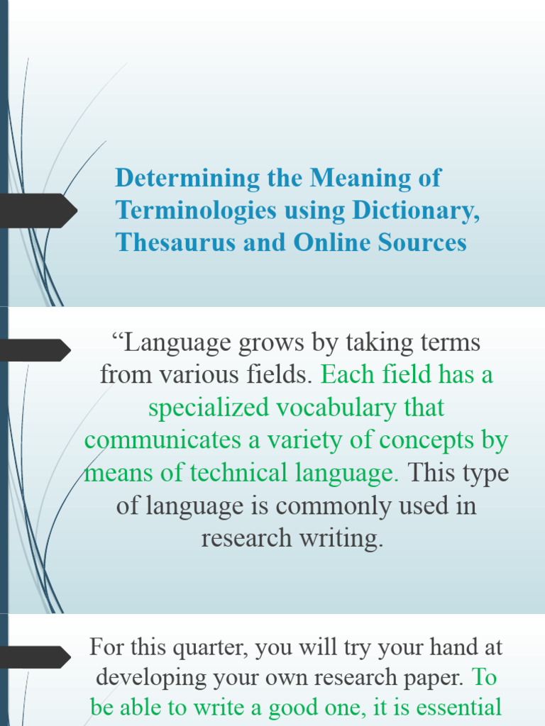 Determining The Meaning of Terminologies Using Dictionary | Download ...