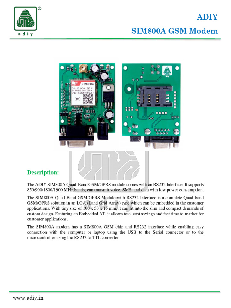 A68076 - ADIY GSM Card SIM800A With LM317 - Datasheet | PDF | General ...