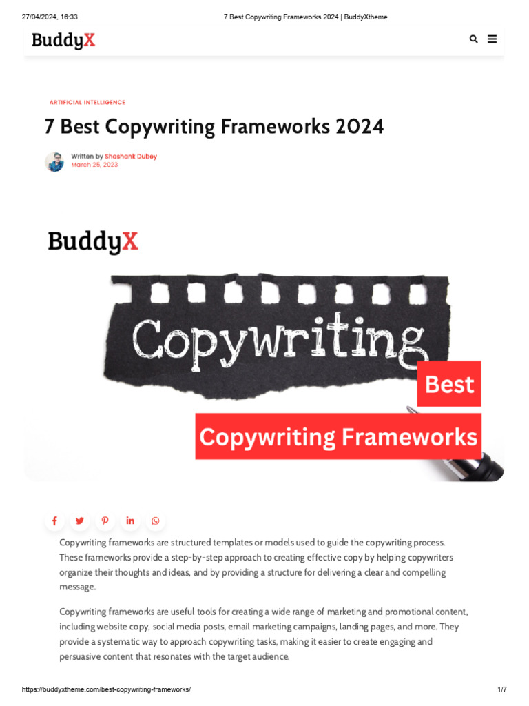 7 Best Copywriting Frameworks 2024 - BuddyXtheme | PDF | Copywriting ...