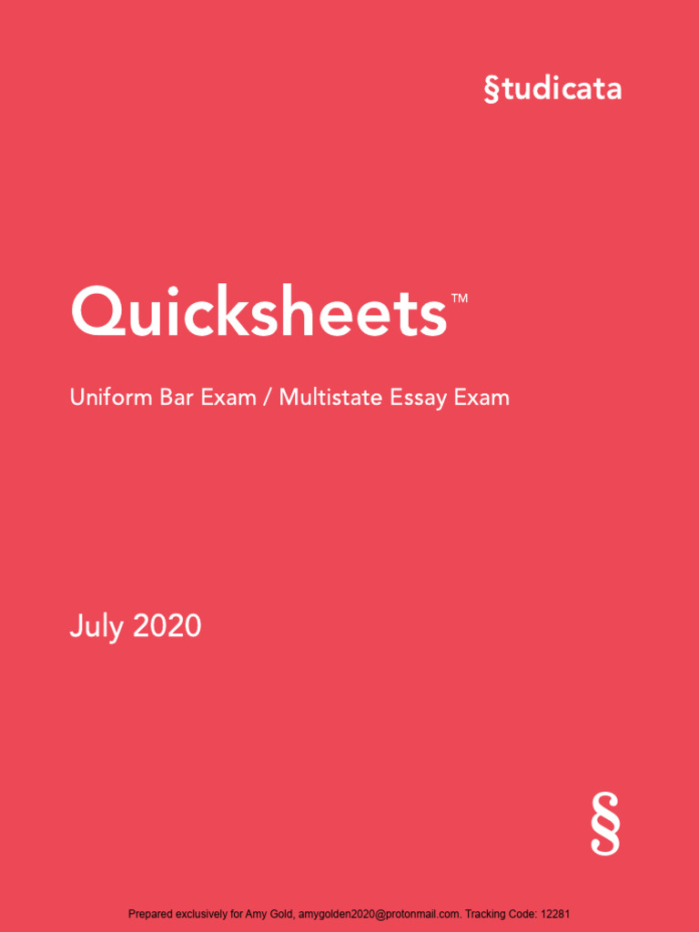 Studicata QuickSheets July 2020 Unlocked | PDF | Law Of Agency | Diversity Jurisdiction