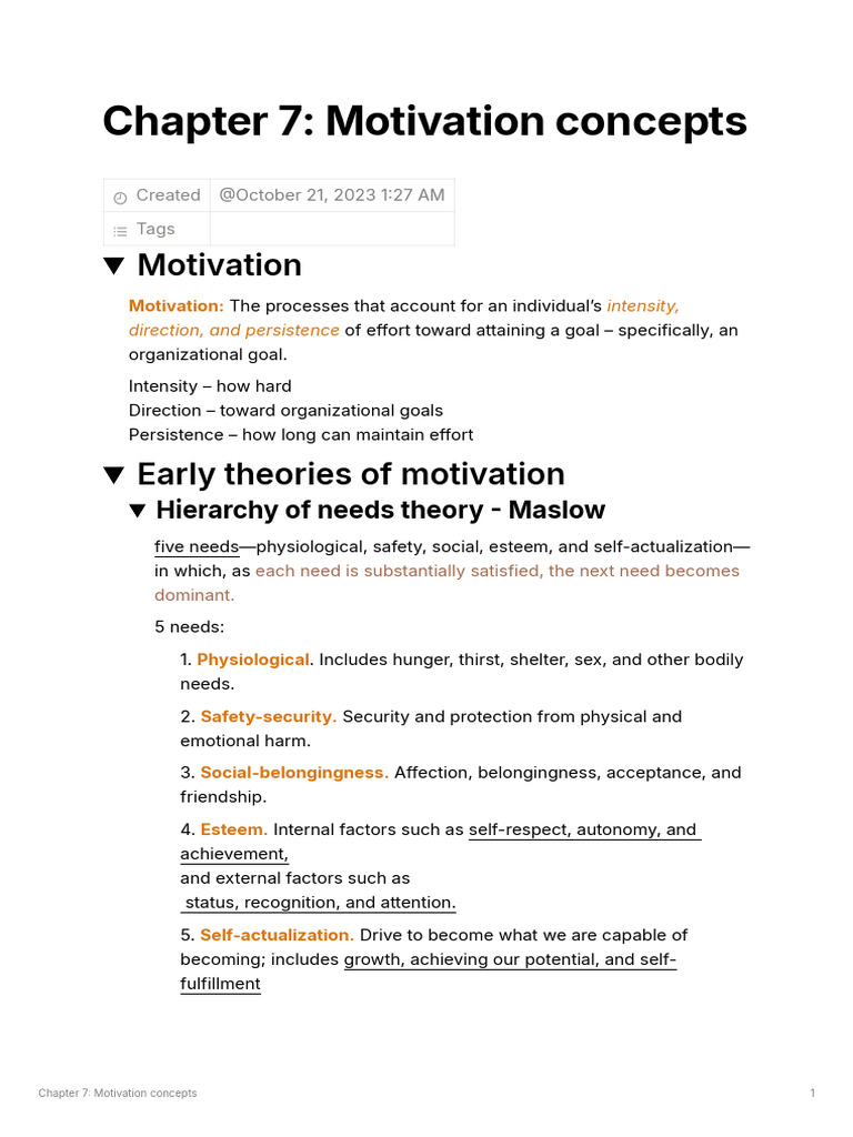 Chapter 7 Motivation Concepts | PDF | Motivational | Motivation