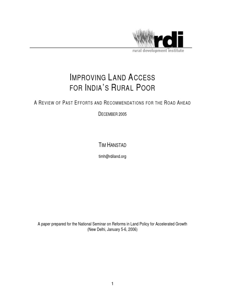 03.improving Land Access-Tim Hanstad | PDF | Leasehold Estate ...