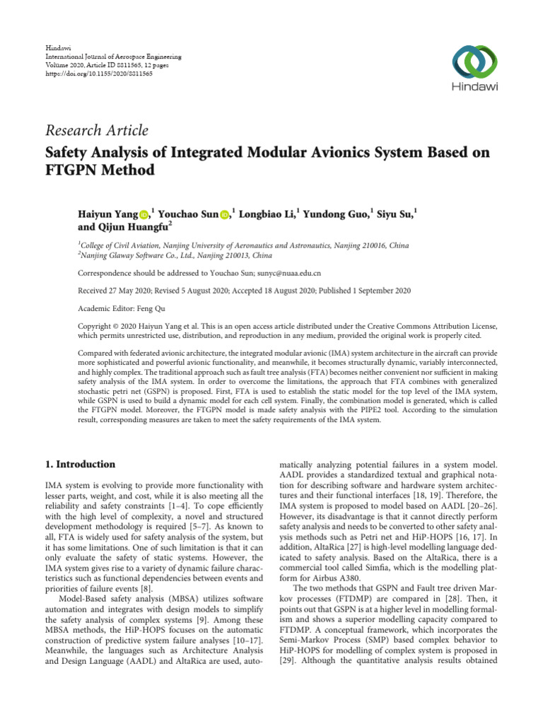 Safety Analysis of Integrated Modular Avionics Sys | PDF | System ...
