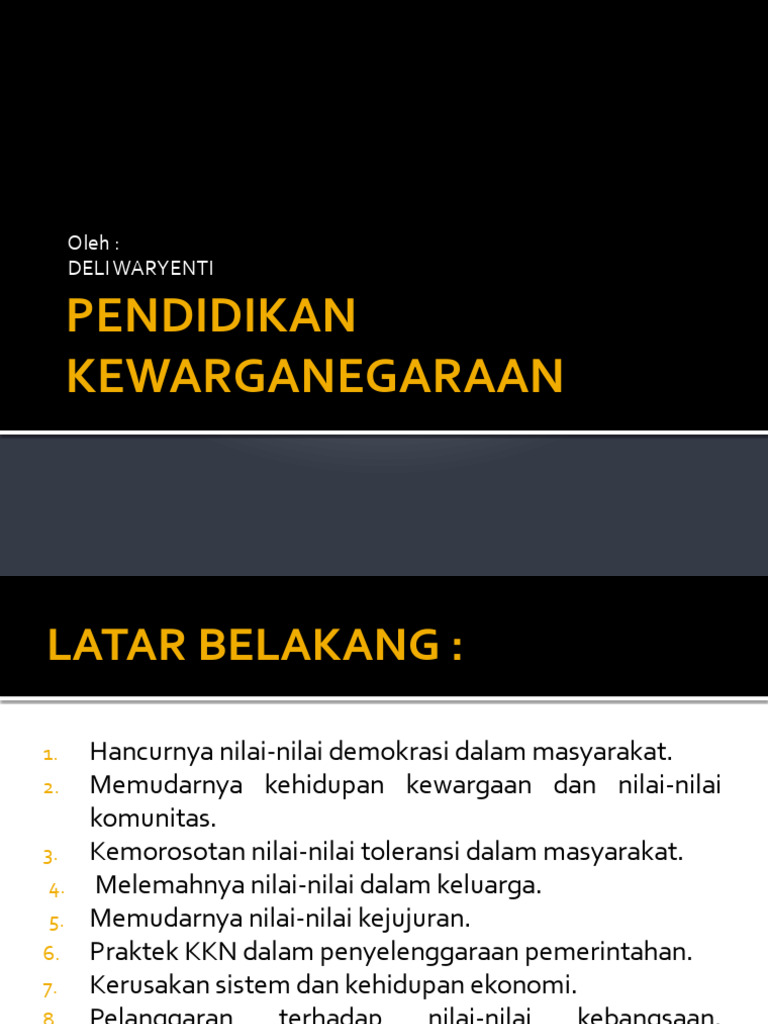 Pendidikan Kewarganegaraan Power Point | PDF