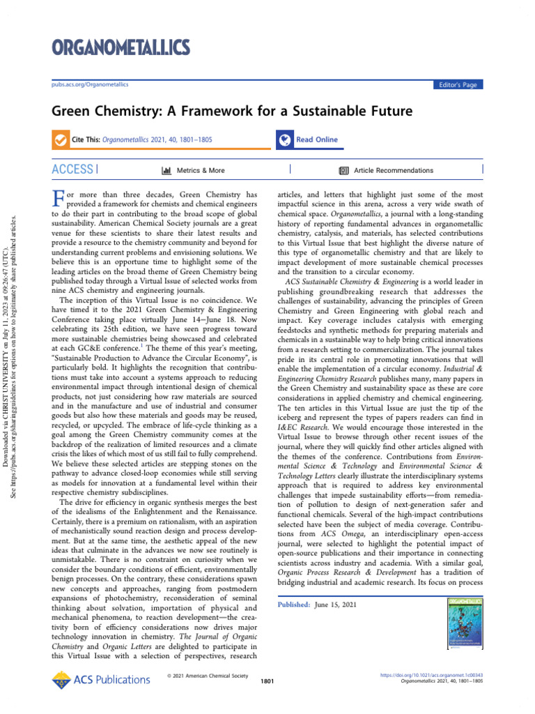 green framework cia | PDF | Green Chemistry | Chemistry