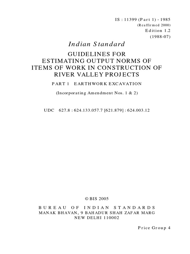 Indian Standard: Guidelines For Estimating Output Norms of Items of ...