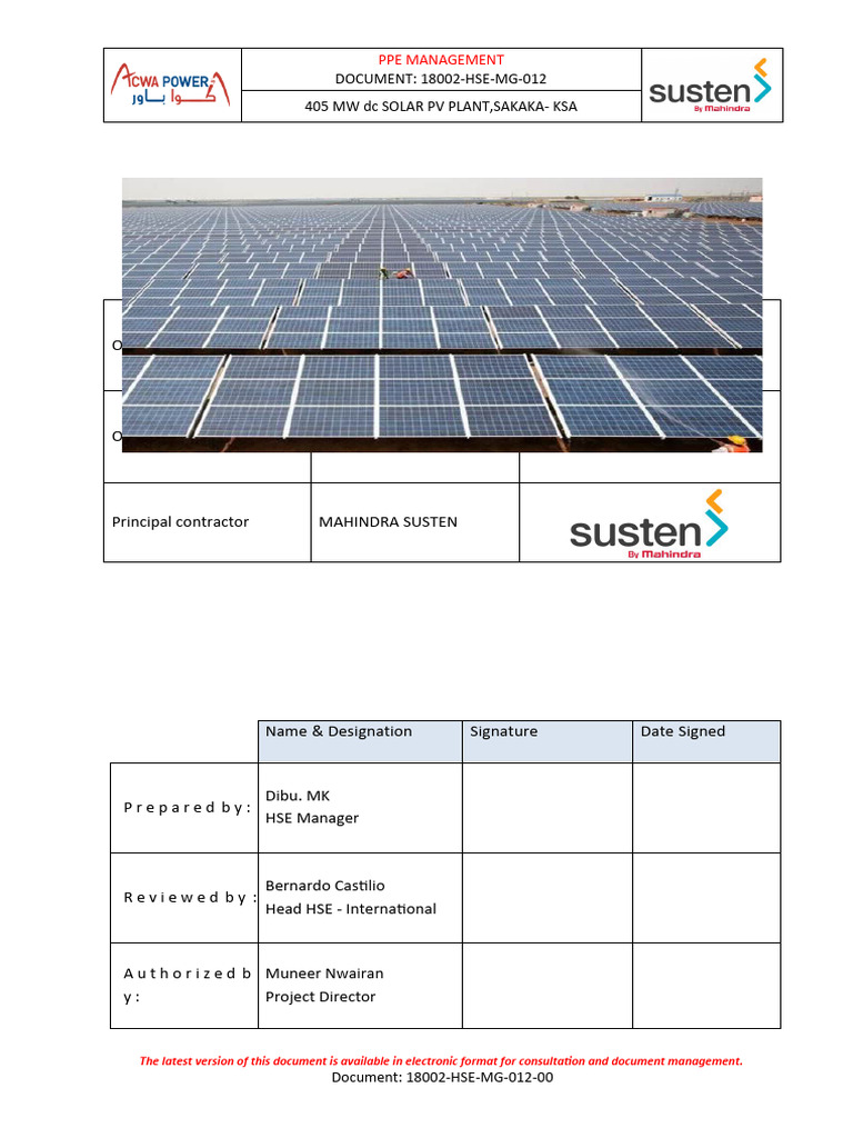 18002-Hse-Mg-012 - 00 Ppe Management | PDF | Personal Protective ...
