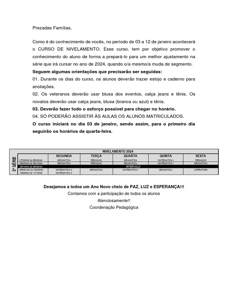 3 Série - Nivelamento | PDF