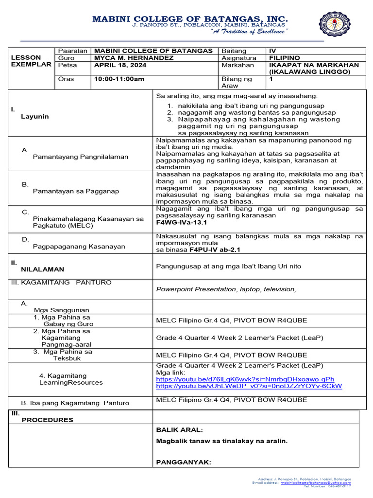 Mrs. Pulhin FILIIPINO | PDF