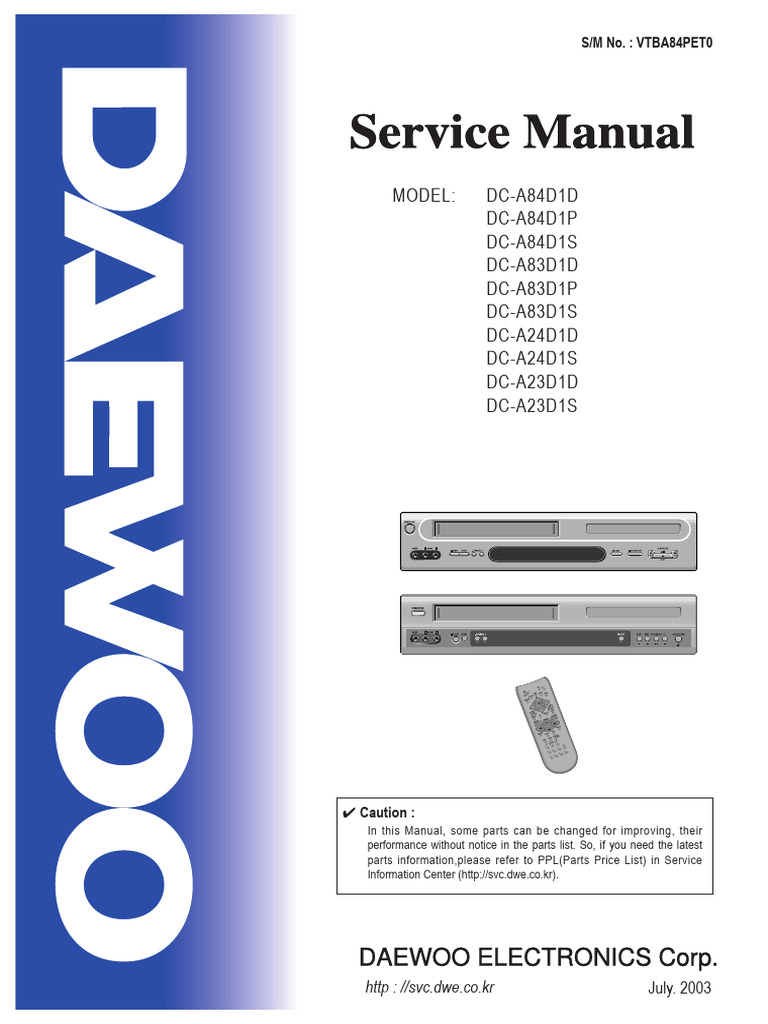 Daewoo Dca84d1d Vcr Sm | PDF | Compact Disc | Digital Audio