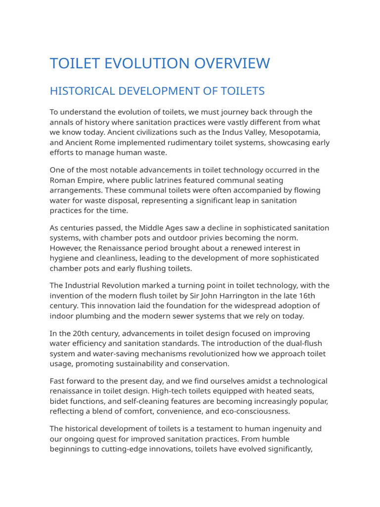 Evolution of Toilet Technology Explained | PDF | Toilet | Sanitation