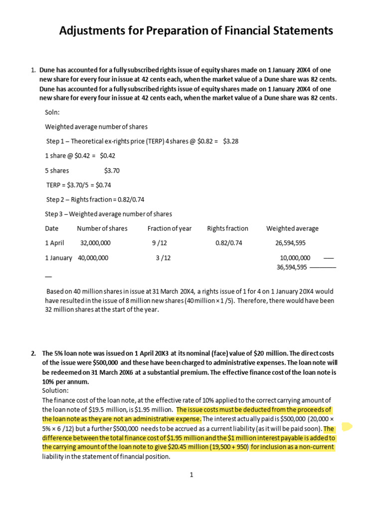 Adjustments For Preparation of Financial Statements (ACCA) | PDF ...